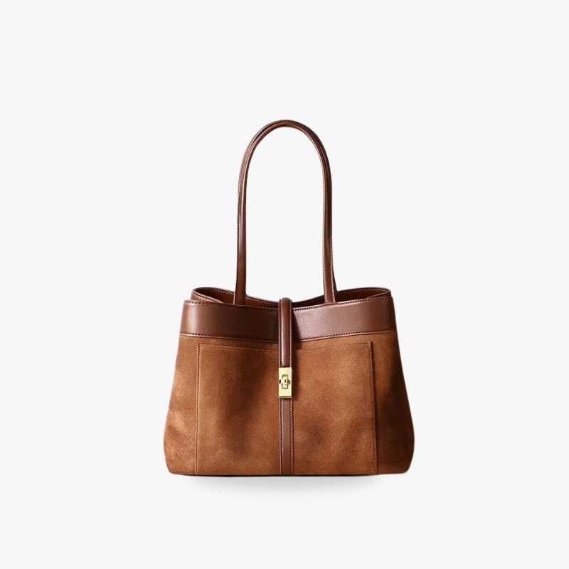Golden Sahara Tote Bag - Luxurious Suede and Leather Handbag – Bagulia ...